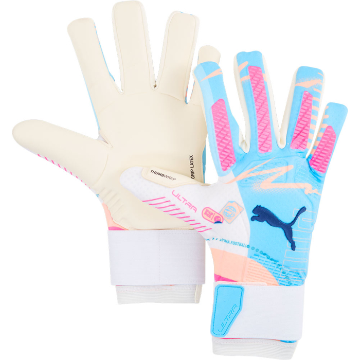 04205701 Puma ULTRA ULTIMATE Volume Up Hybrid Goalkeeper Gloves Blue White Just Keepers